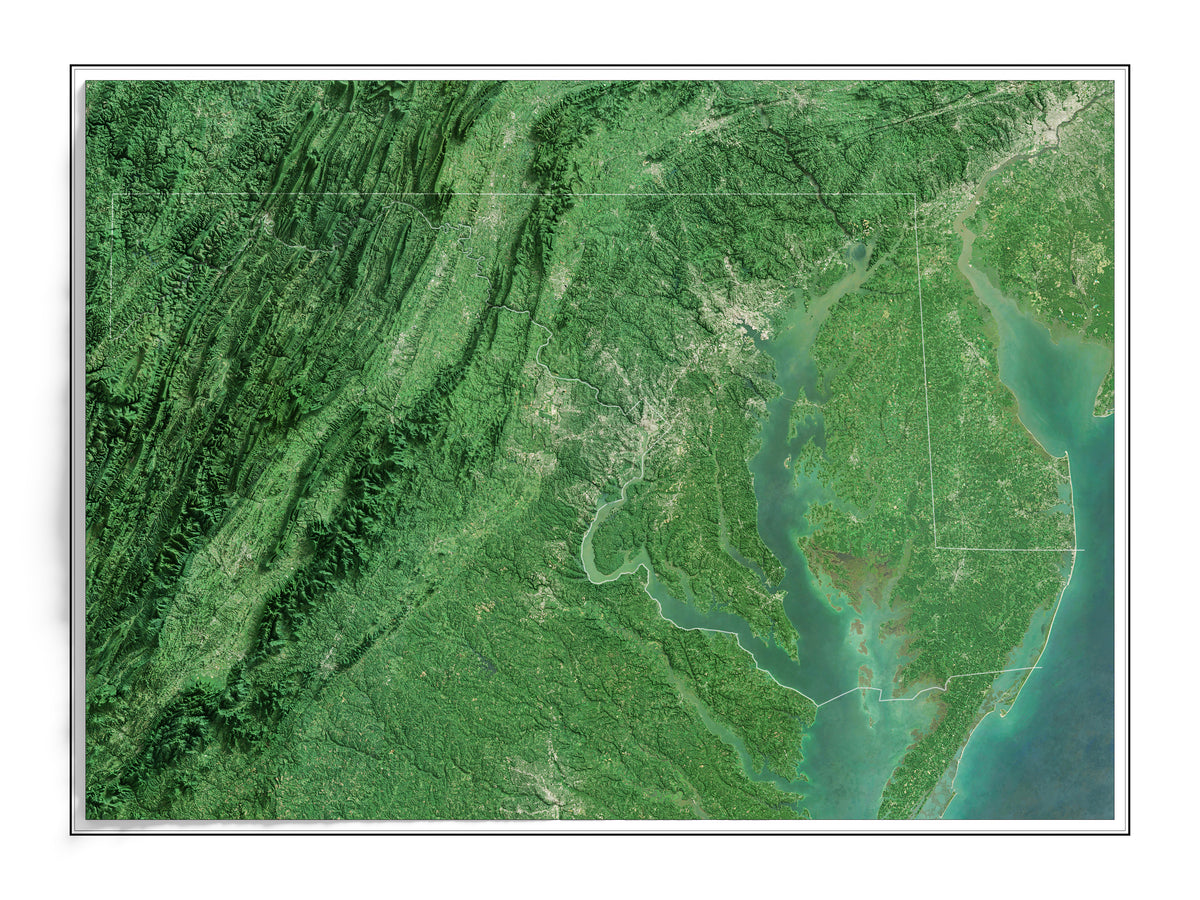 Maryland Imagery Shaded Relief – Visual Wall Maps Studio