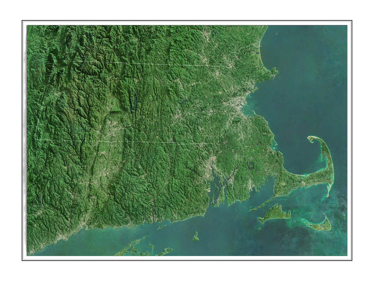 Massachusetts Imagery Shaded Relief – Visual Wall Maps Studio
