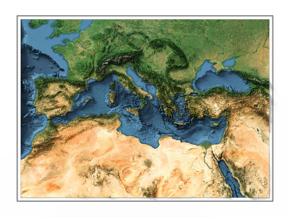 Mediterranean Sea Imagery Shaded Relief – Visual Wall Maps Studio