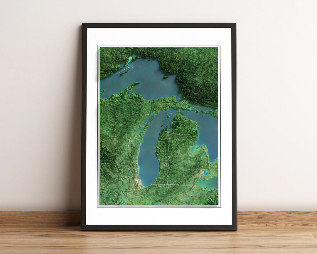Michigan Imagery Shaded Relief – Visual Wall Maps Studio