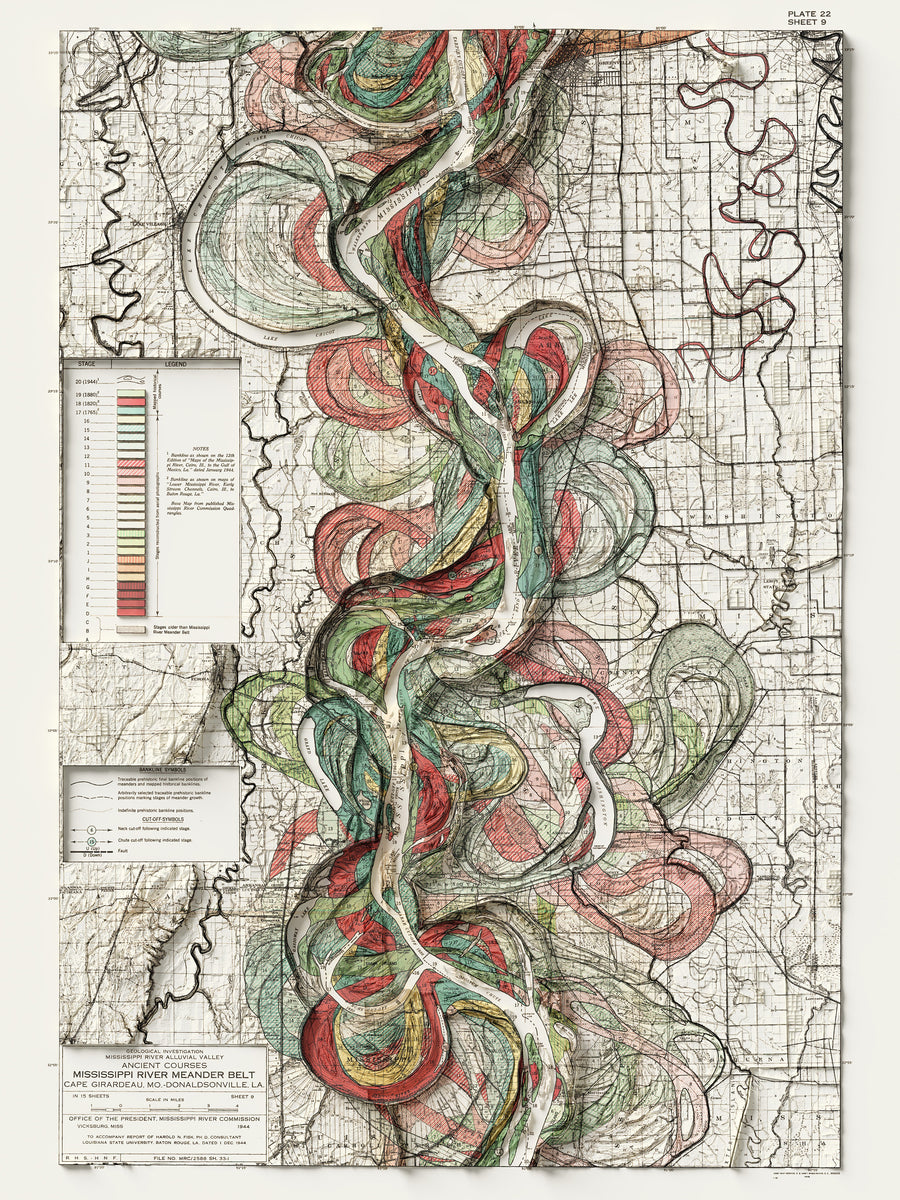 Mississippi River Meander Belt (c.1944) Plate 22 Sheet 9 – Visual Wall ...
