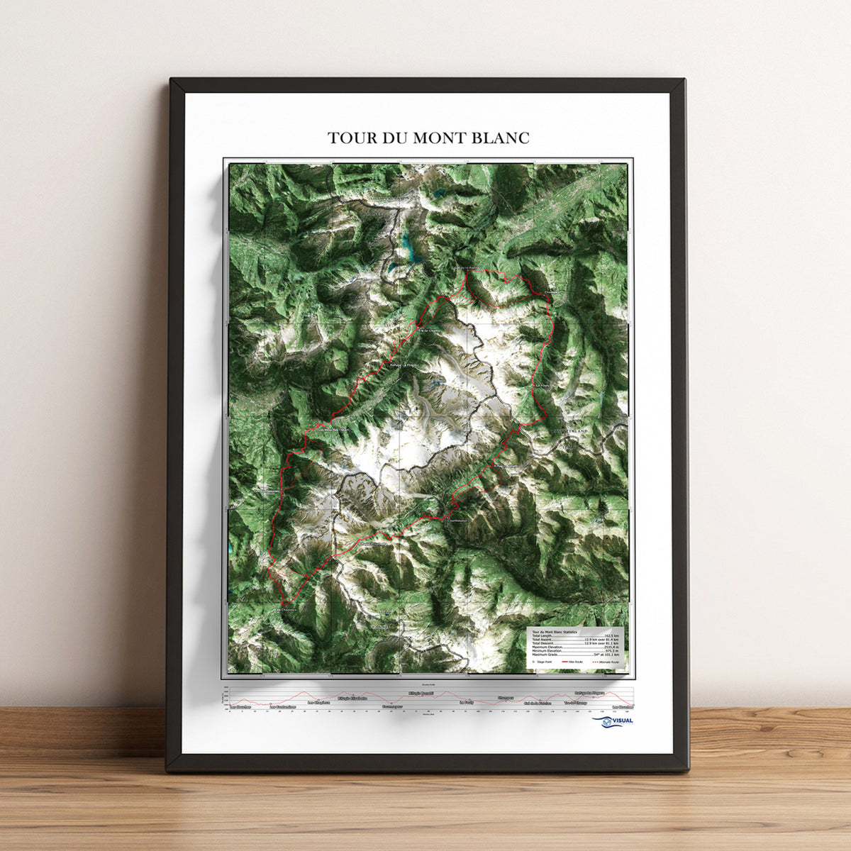 Tour Du Mont Blanc Hike Map – Visual Wall Maps Studio