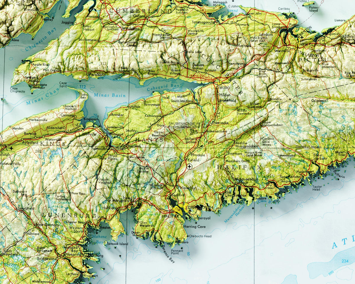 Nova Scotia Topographic Map – Visual Wall Maps Studio