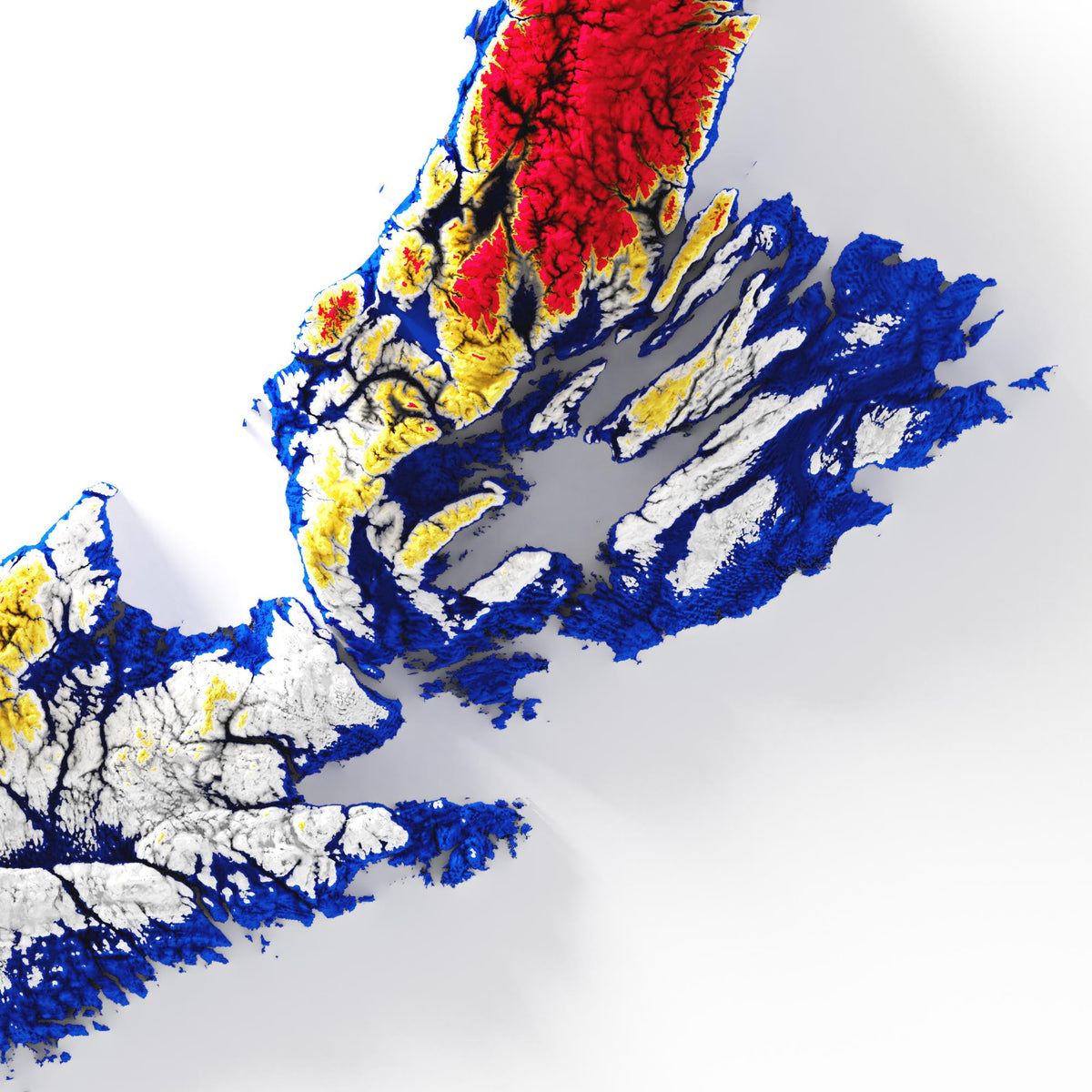 Nova Scotia Shaded Relief Colourized (Provincial Colours) – Visual Wall ...