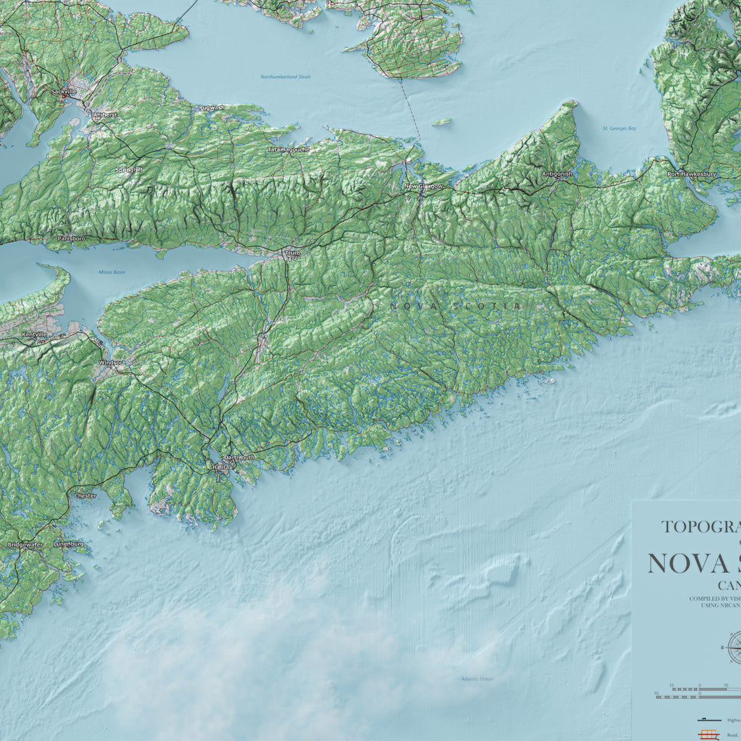 Nova Scotia Topographic Map – Visual Wall Maps Studio