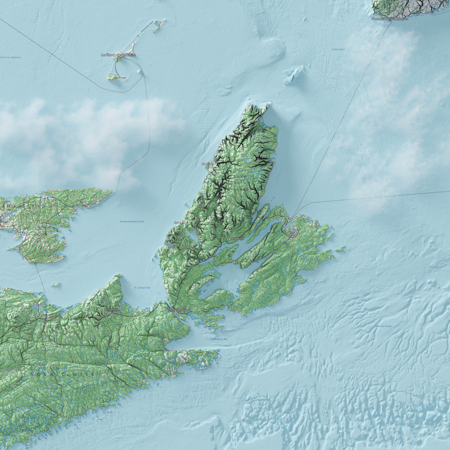 Nova Scotia Topographic Map – Visual Wall Maps Studio