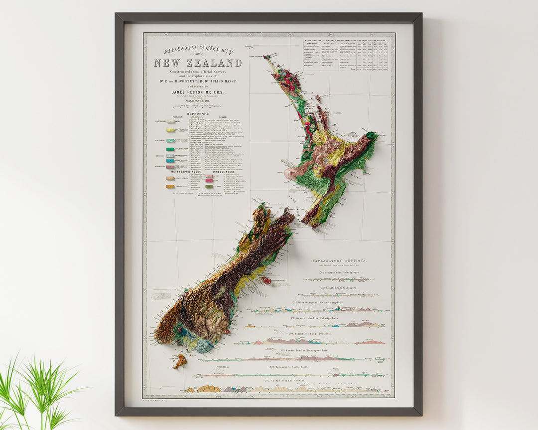 Geological Map of New Zealand (c.1873) – Visual Wall Maps Studio