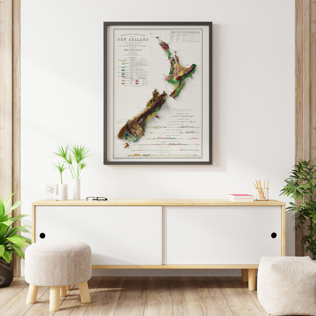 Geological Map of New Zealand (c.1873) – Visual Wall Maps Studio