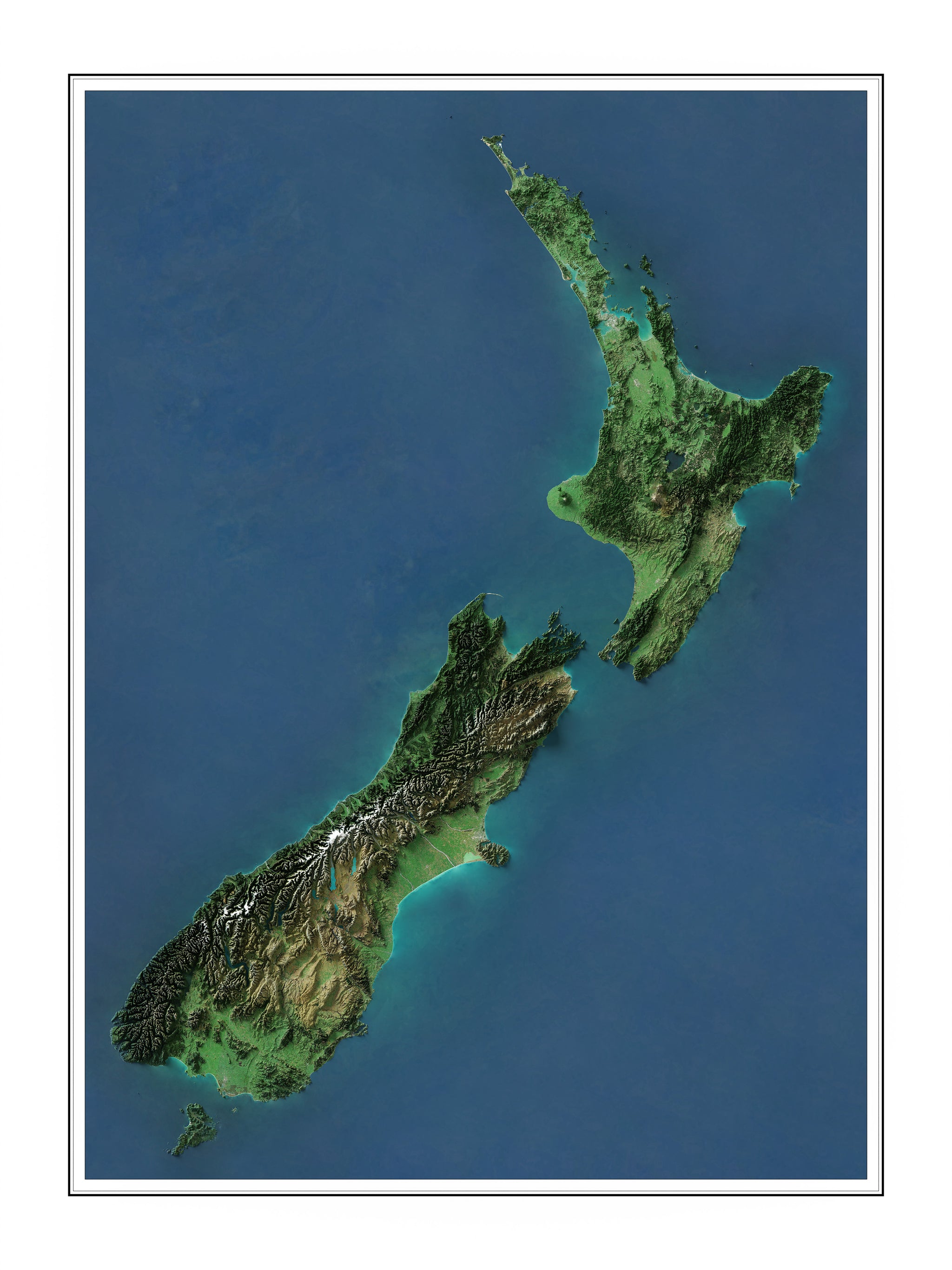 New Zealand Imagery Shaded Relief – Visual Wall Maps Studio