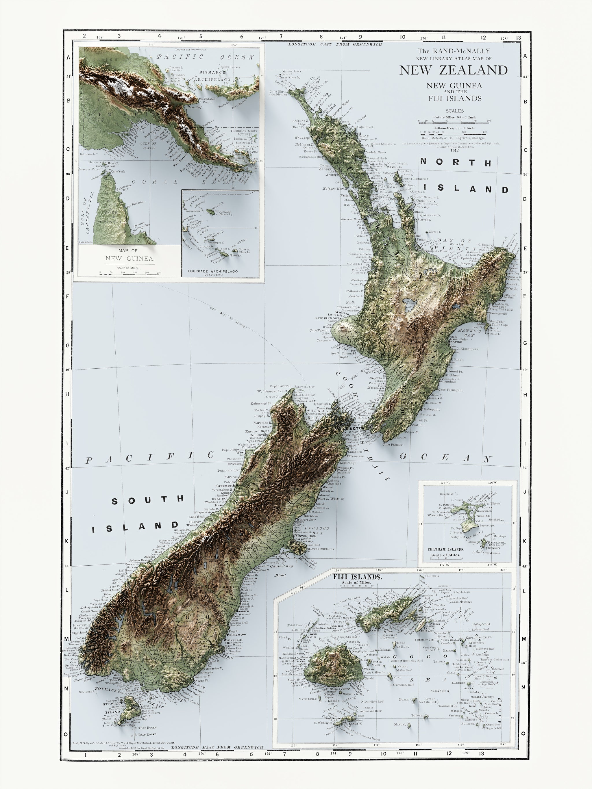 New Zealand Vintage Topographic Map (c.1912) – Visual Wall Maps Studio