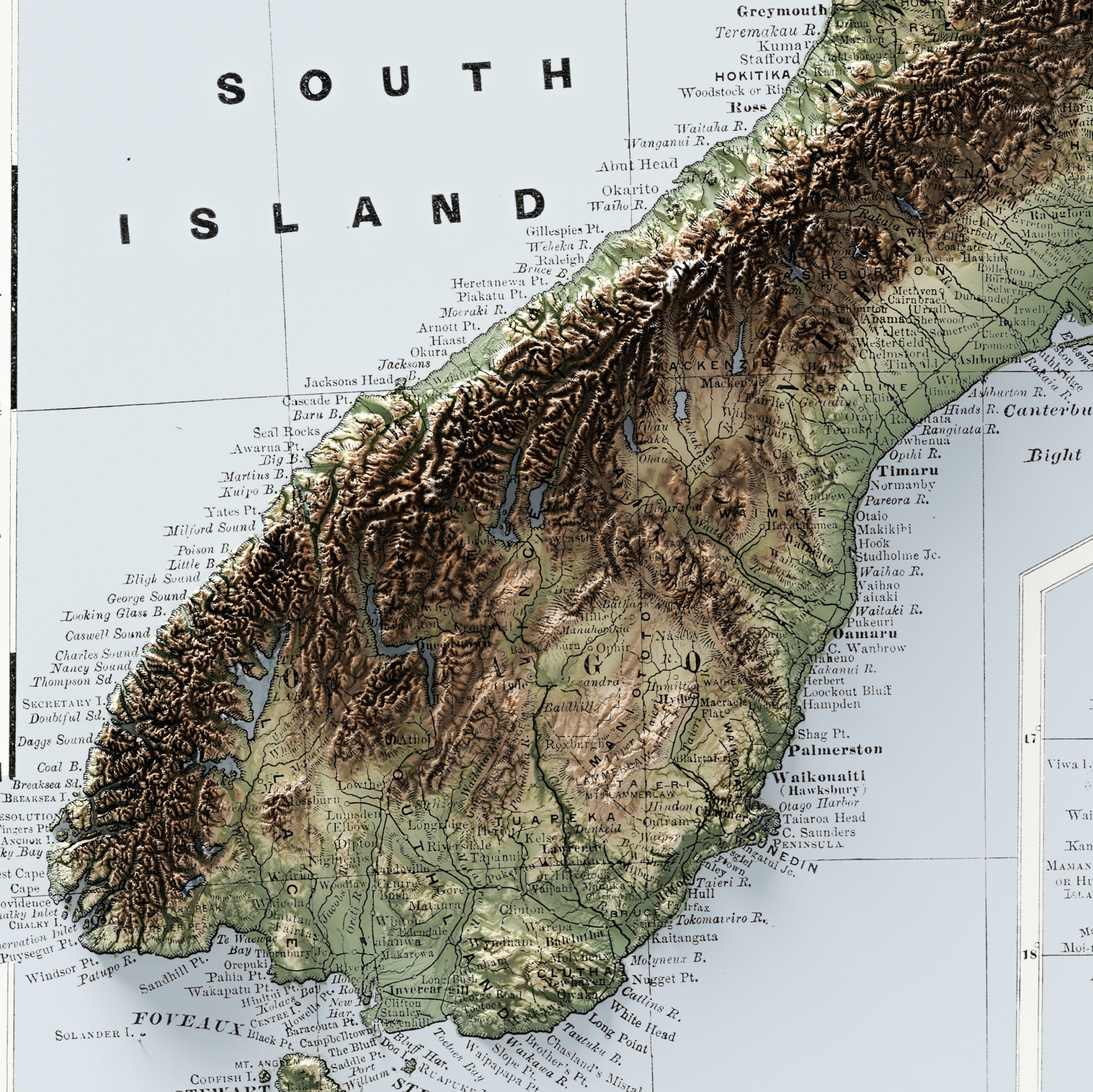 New Zealand Vintage Topographic Map (c.1912) – Visual Wall Maps Studio