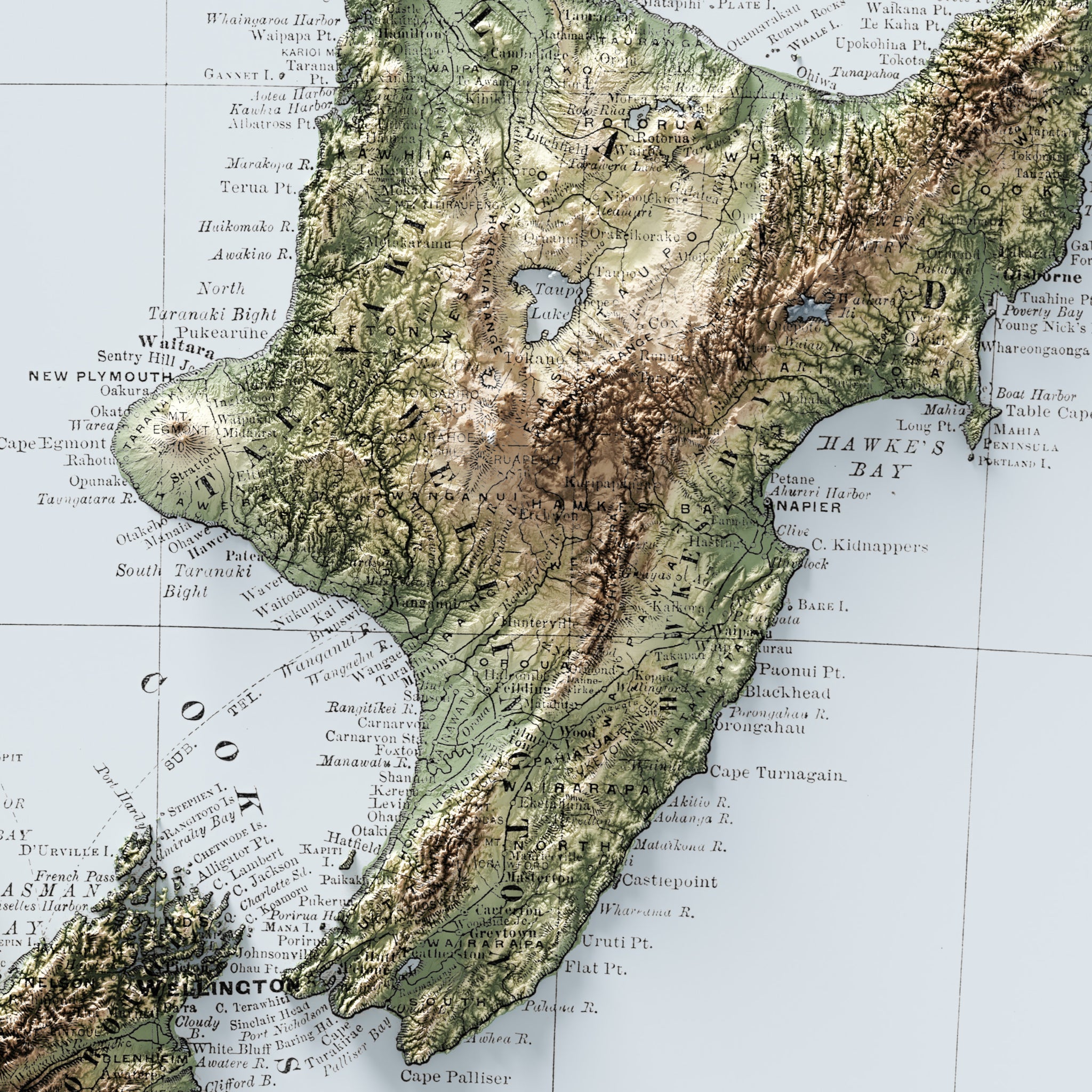 New Zealand Vintage Topographic Map (c.1912) – Visual Wall Maps Studio