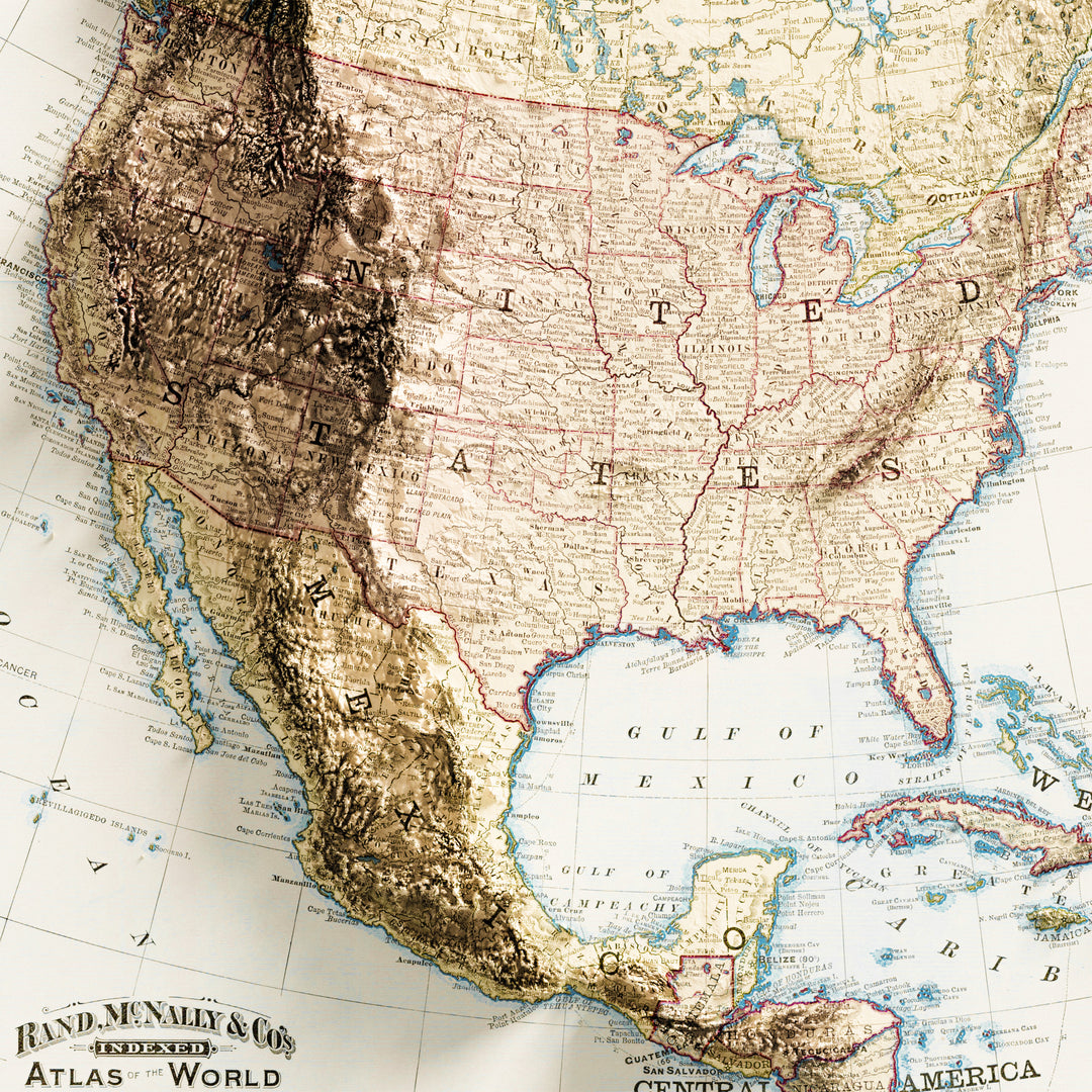 Topographic Map of North America (c.1892) – Visual Wall Maps Studio