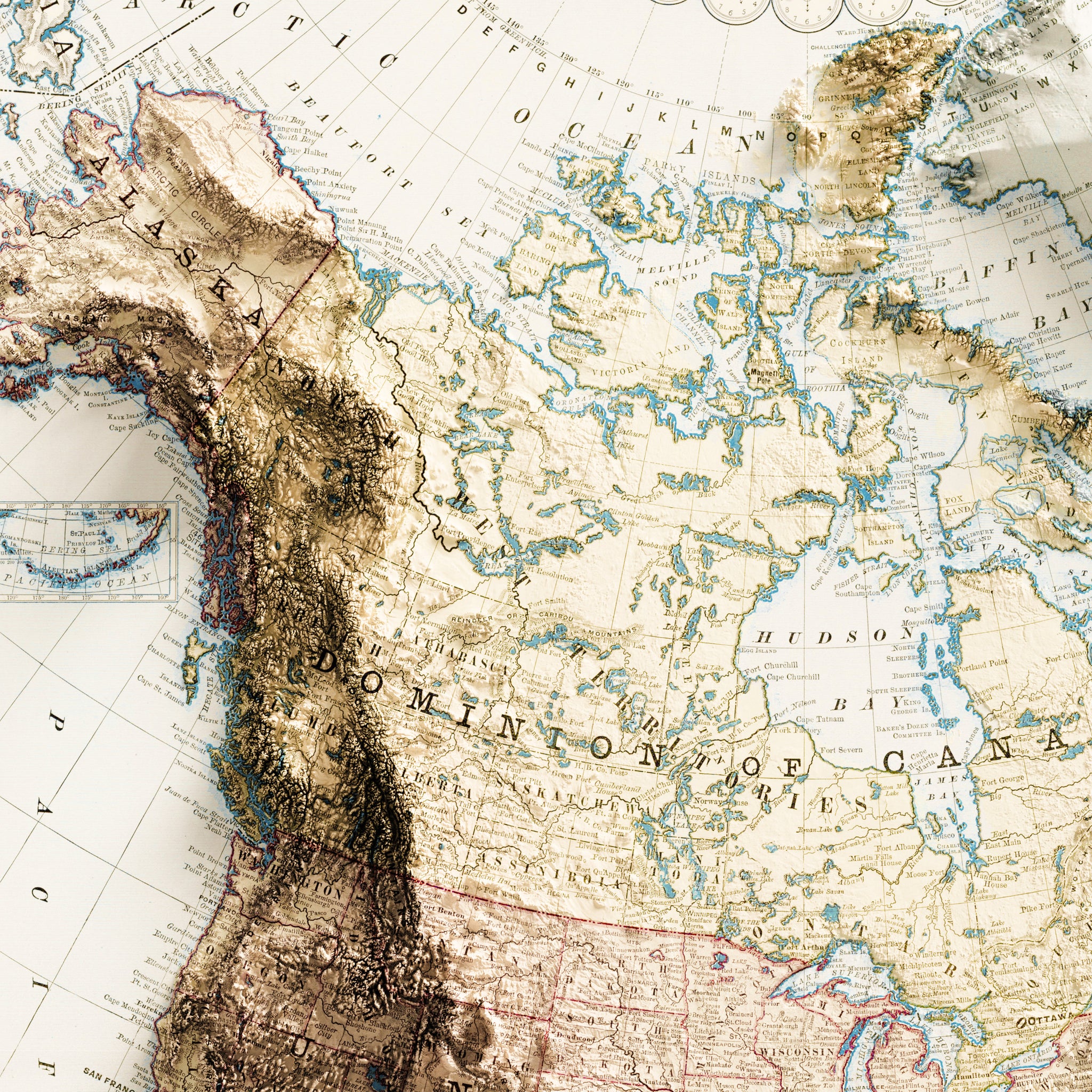 Topographic Map of North America (c.1892) – Visual Wall Maps Studio