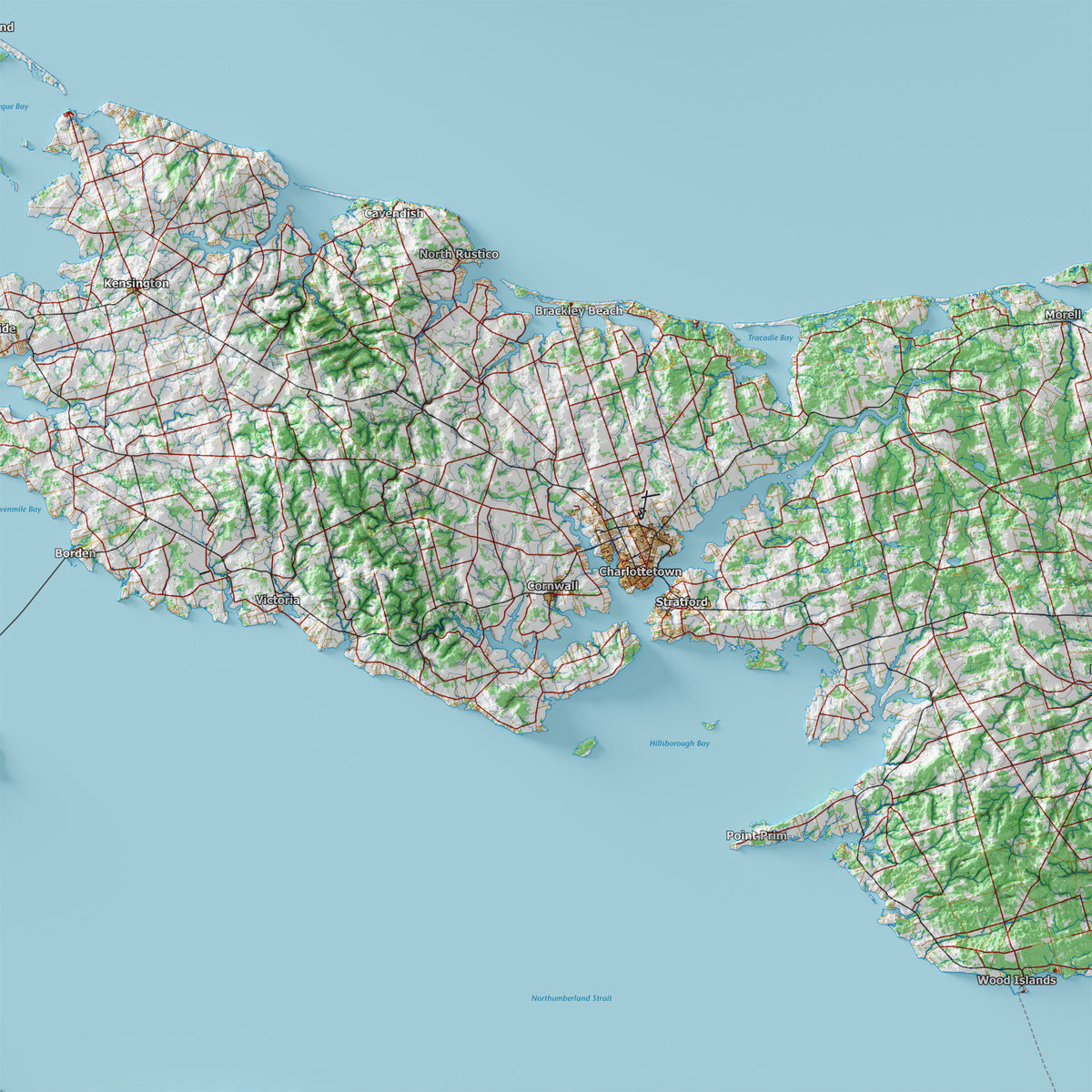 Prince Edward Island Topographic Map – Visual Wall Maps Studio