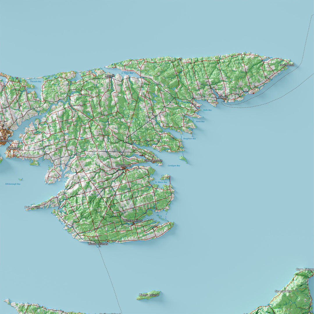 Prince Edward Island Topographic Map – Visual Wall Maps Studio