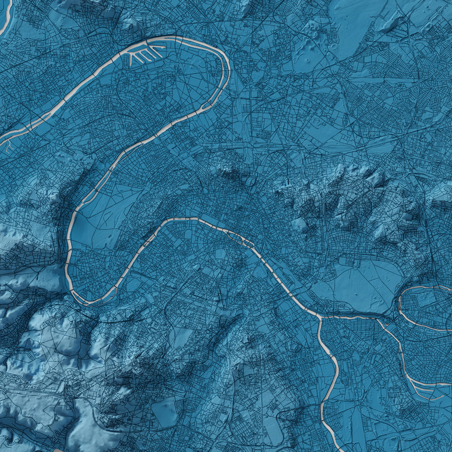 Paris France Shaded Relief Map – Visual Wall Maps Studio