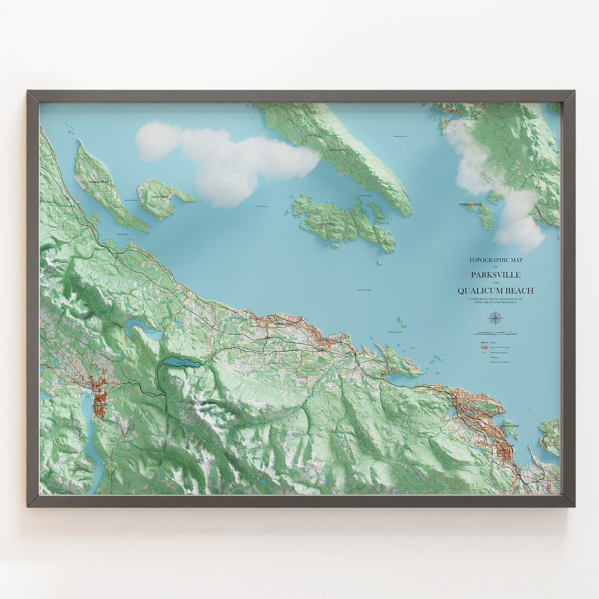 Parksville and Qualicum Beach Topographic Map – Visual Wall Maps Studio