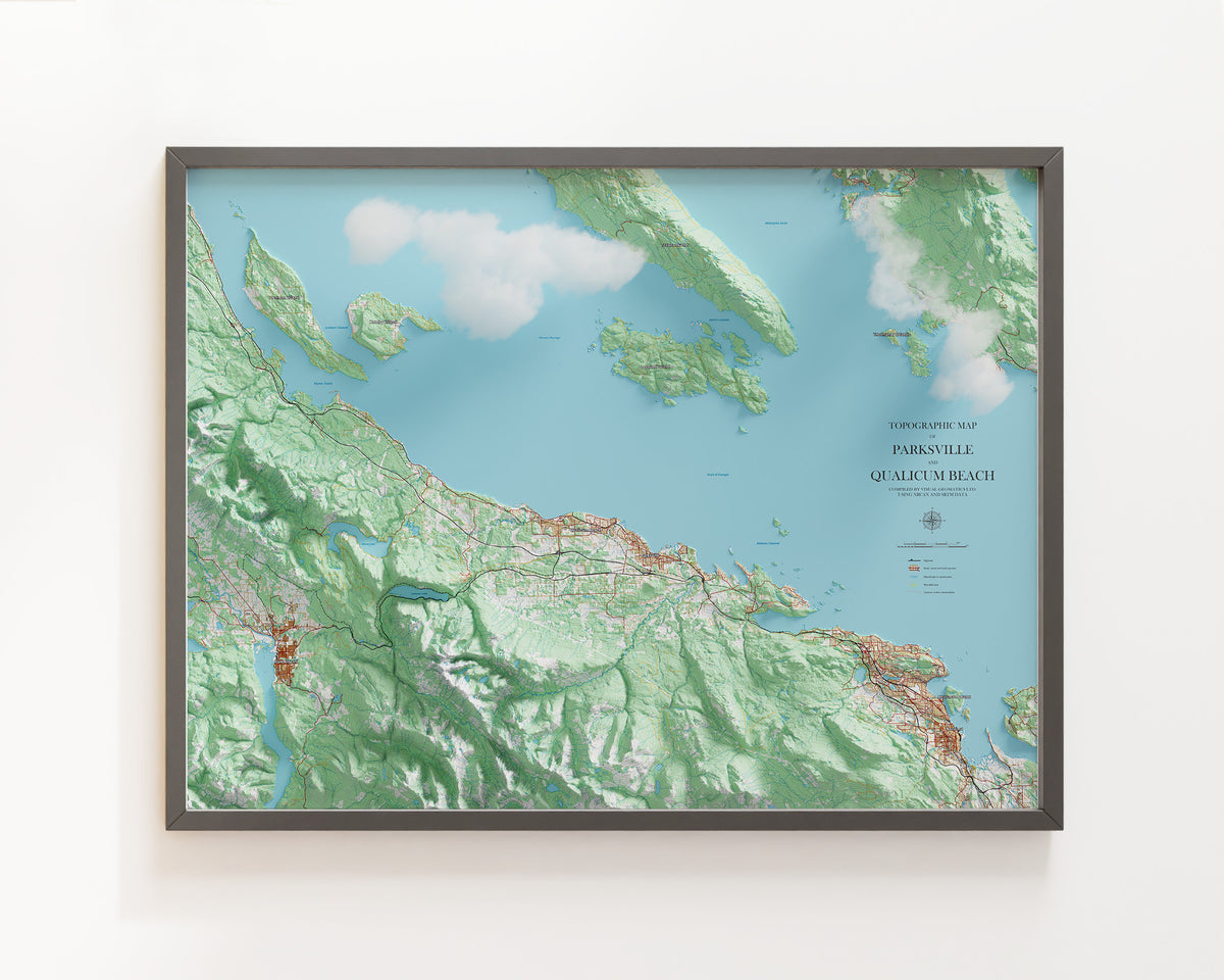 Parksville and Qualicum Beach Topographic Map – Visual Wall Maps Studio