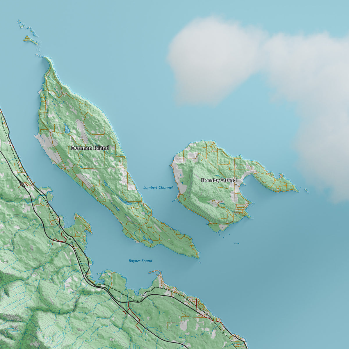 Parksville and Qualicum Beach Topographic Map – Visual Wall Maps Studio