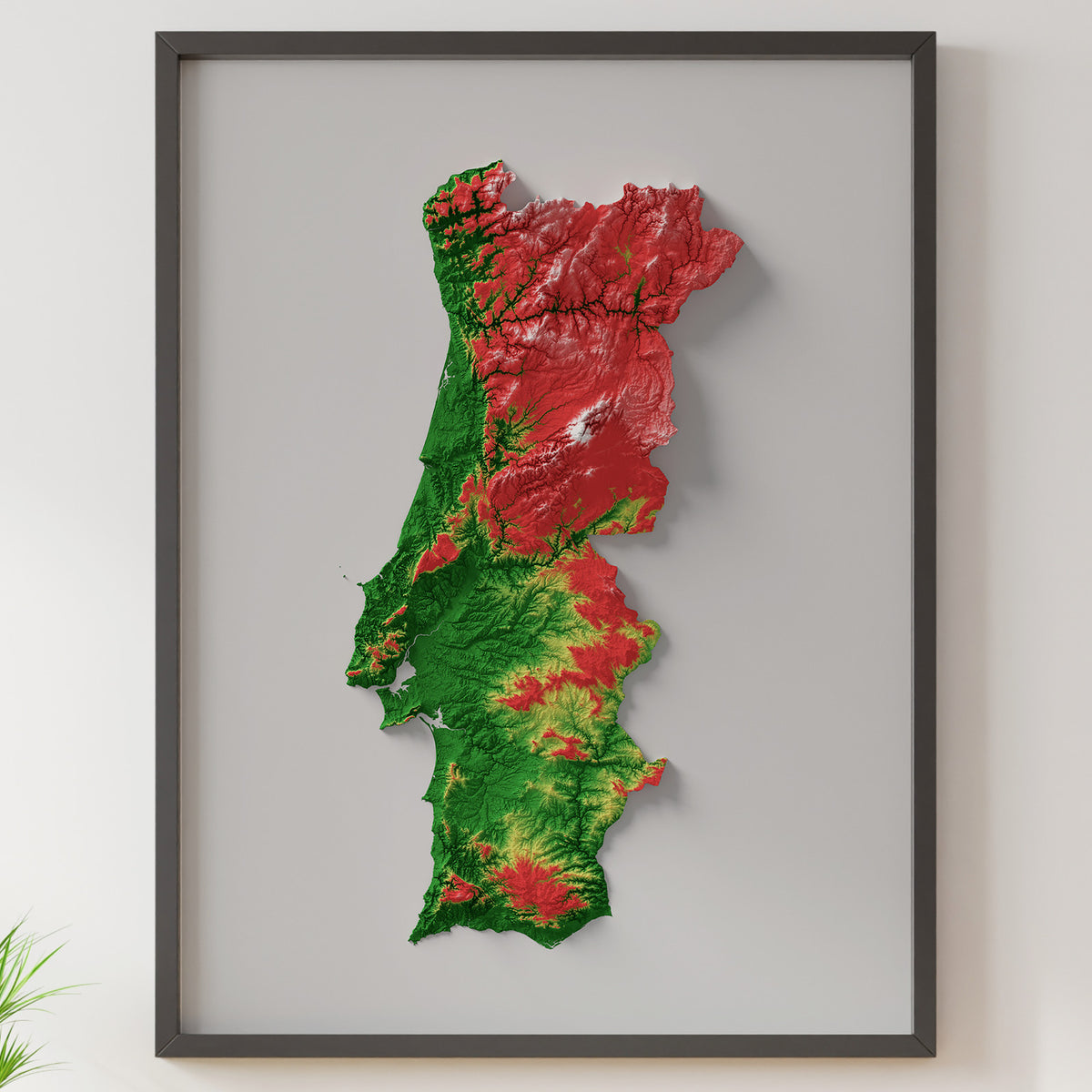 Portugal Shaded Relief – Visual Wall Maps Studio