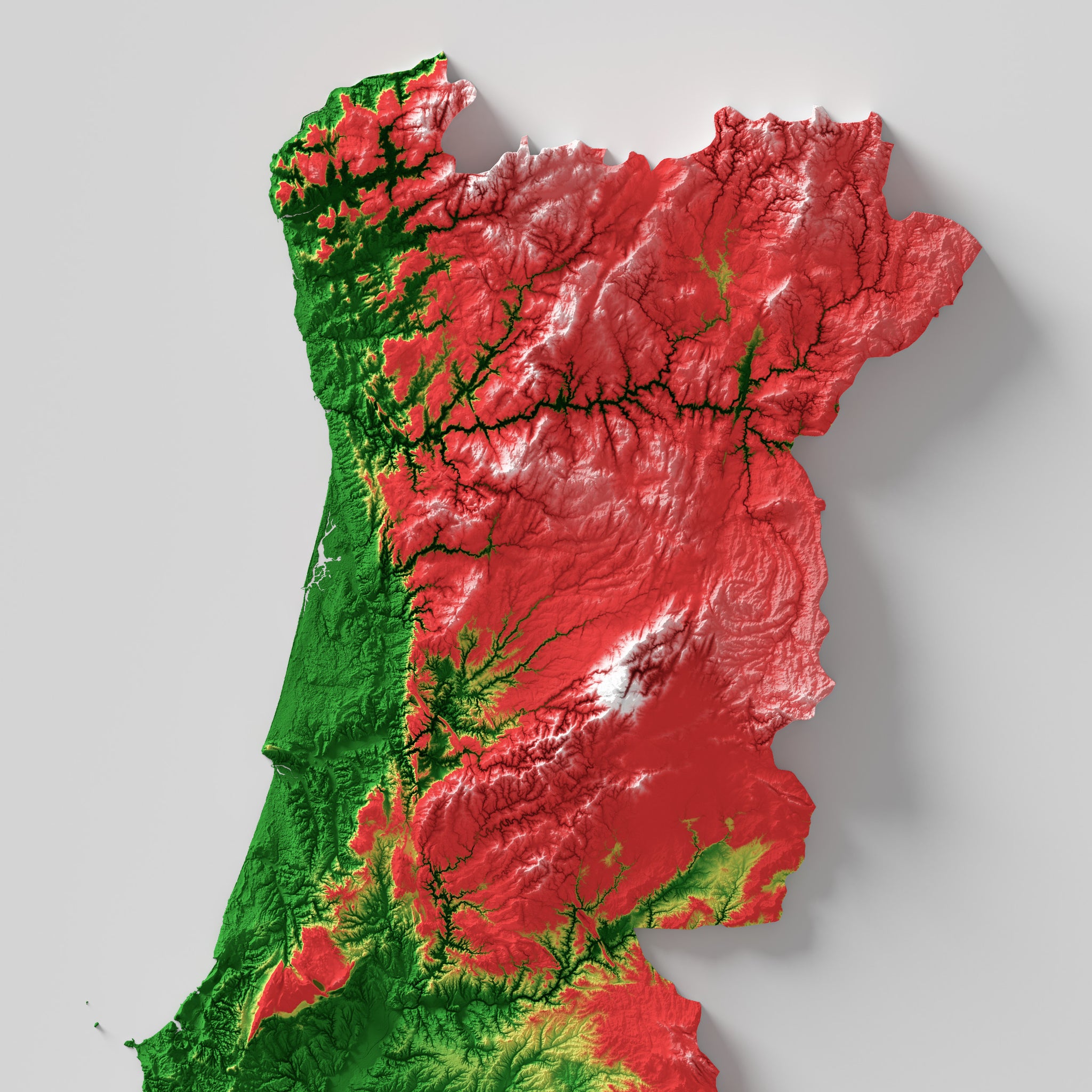 Portugal Shaded Relief – Visual Wall Maps Studio