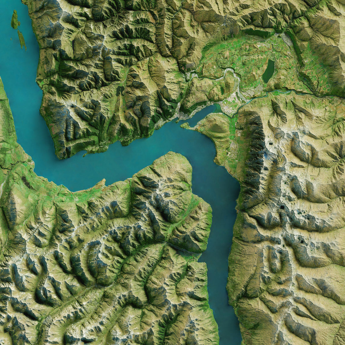 Queenstown, New Zealand Imagery Shaded Relief – Visual Wall Maps Studio