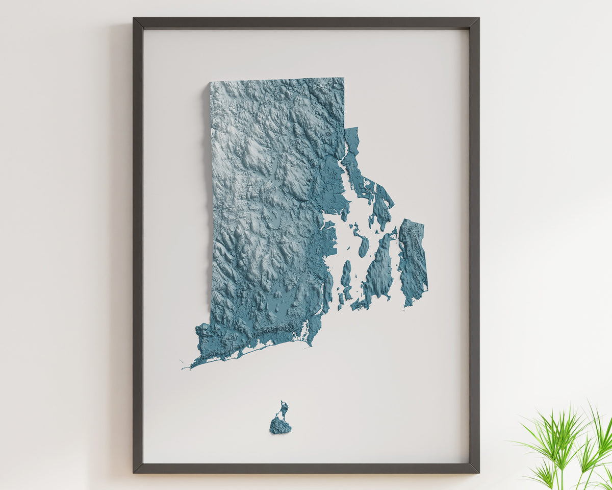 Rhode Island Shaded Relief – Visual Wall Maps Studio