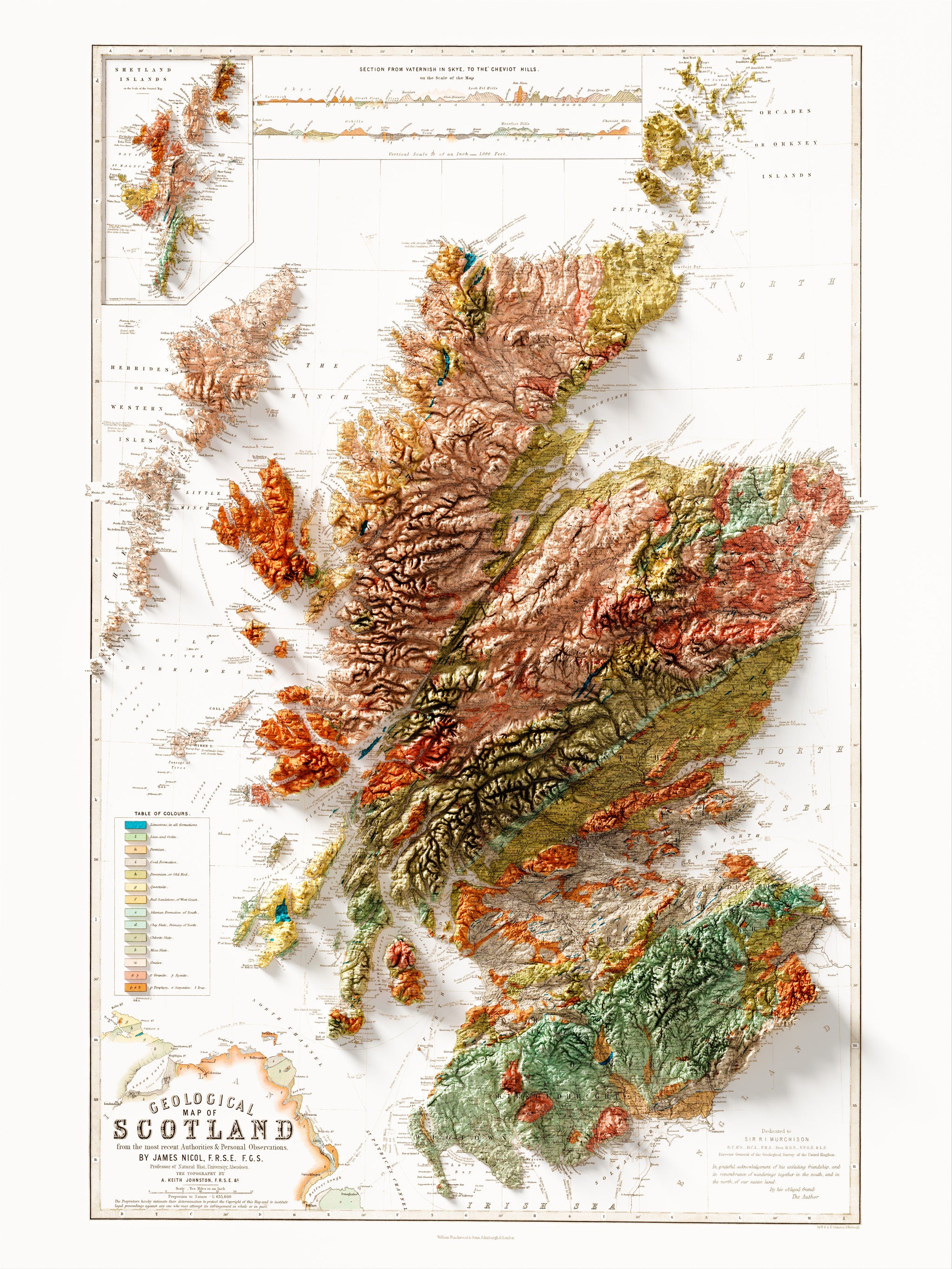Geological Map of Scotland (c.1860) – Visual Wall Maps Studio