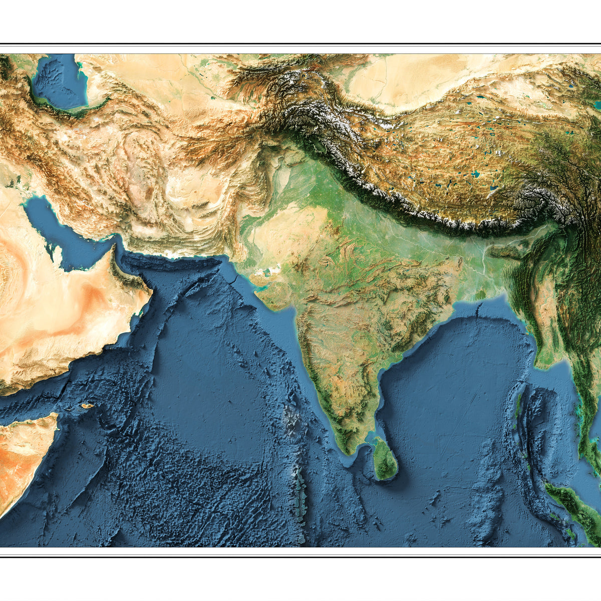 South Asia Imagery Shaded Relief – Visual Wall Maps Studio