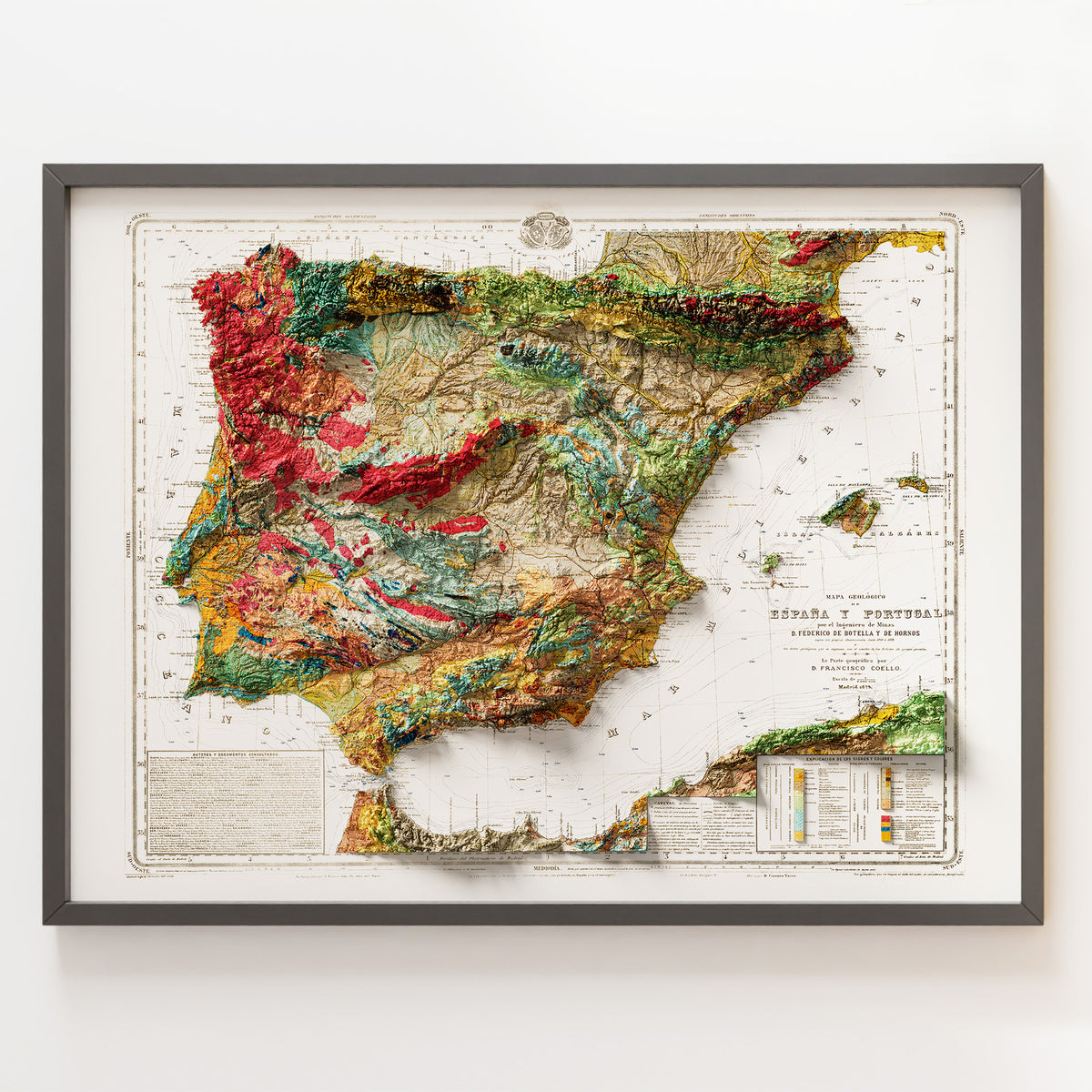 Geological Map of Spain and Portugal (c.1879) – Visual Wall Maps Studio