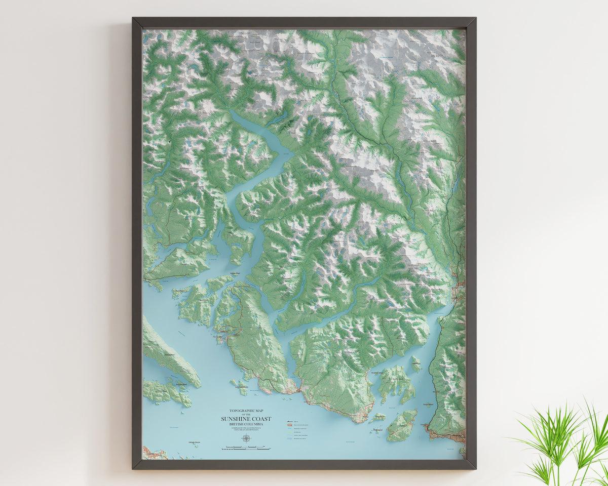 Sunshine Coast Topographic Map – Visual Wall Maps Studio