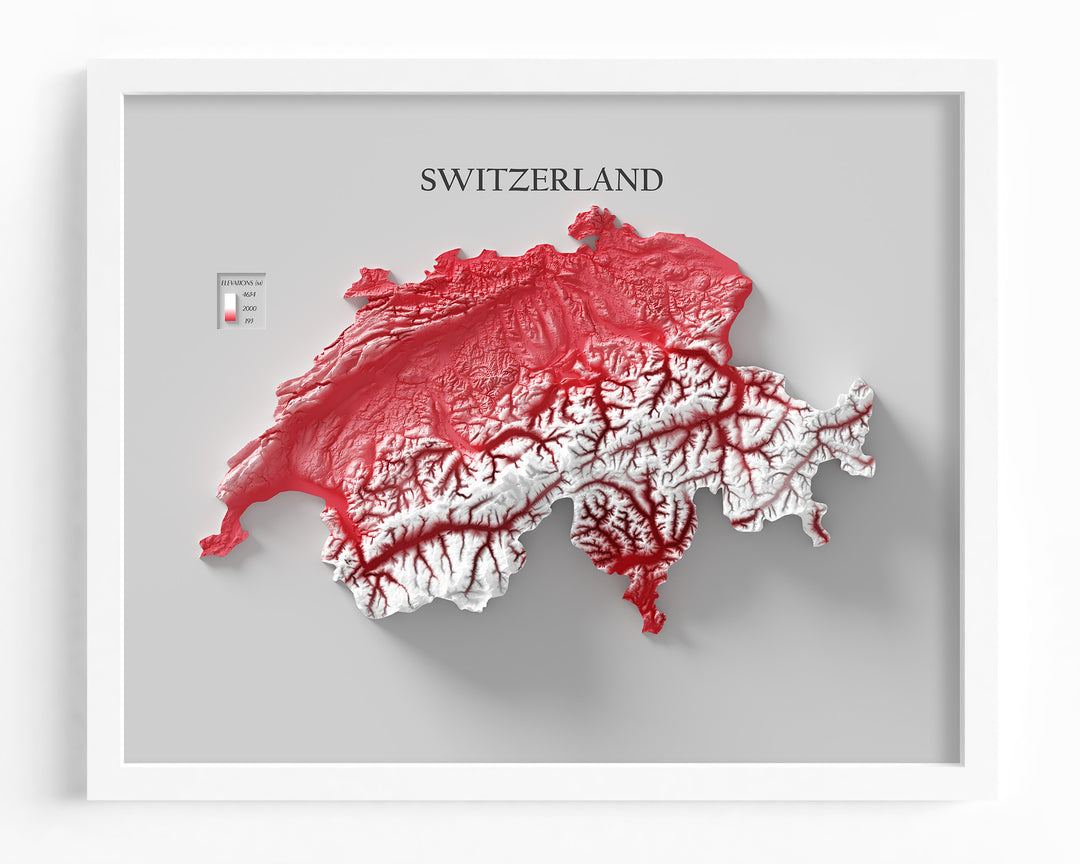 Switzerland Shaded Relief Colourized (Official Colours) – Visual Wall ...