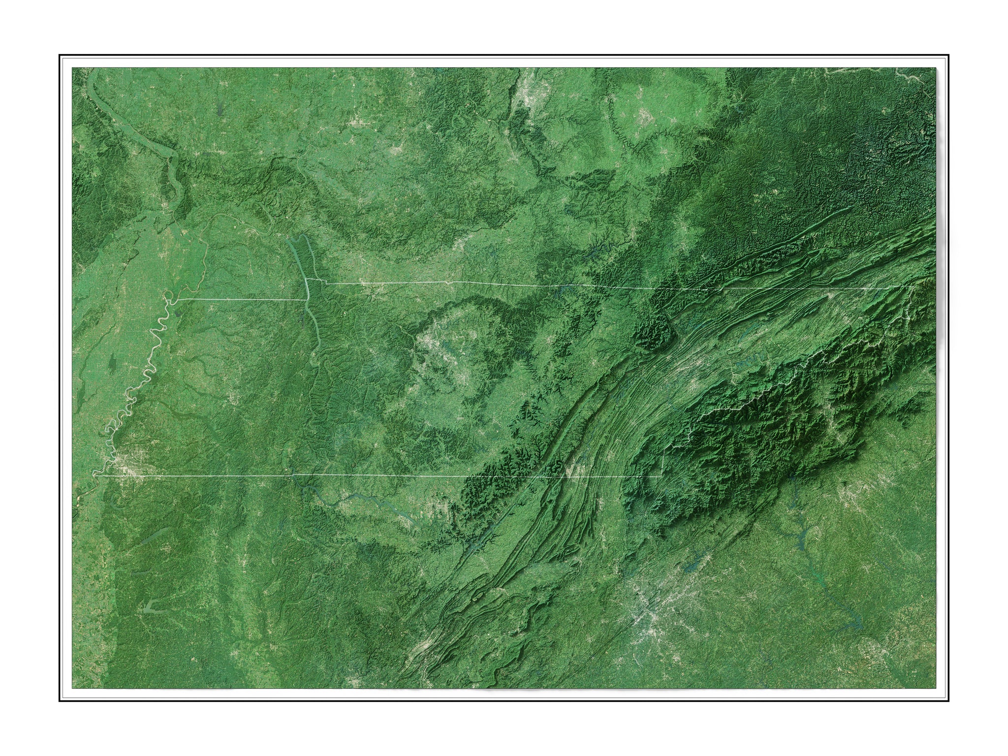 Tennessee Imagery Shaded Relief – Visual Wall Maps Studio