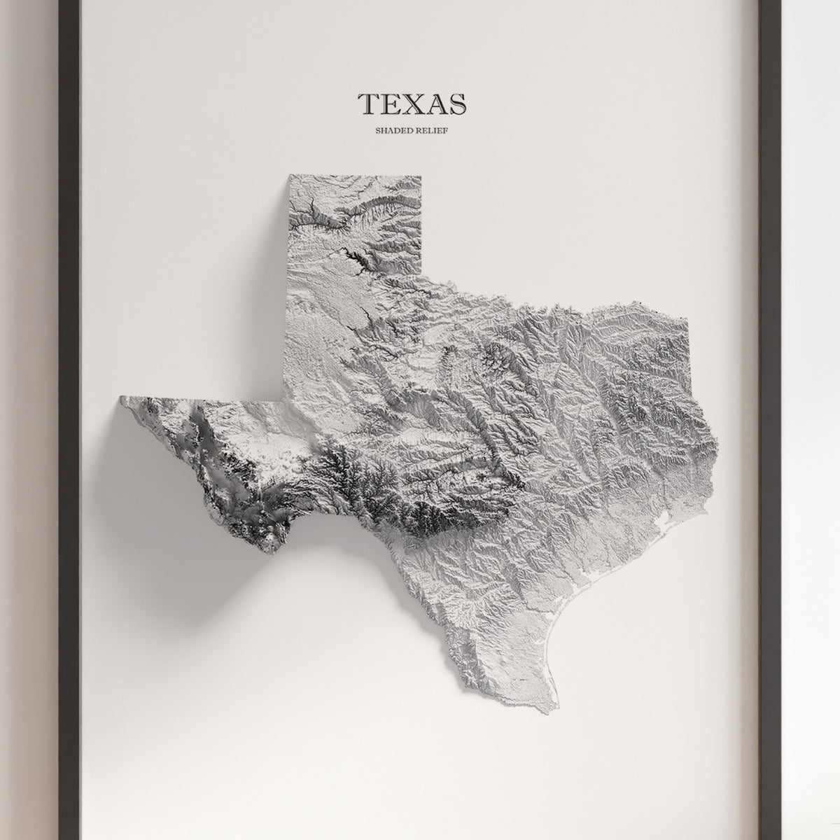 Texas Shaded Relief – Visual Wall Maps Studio