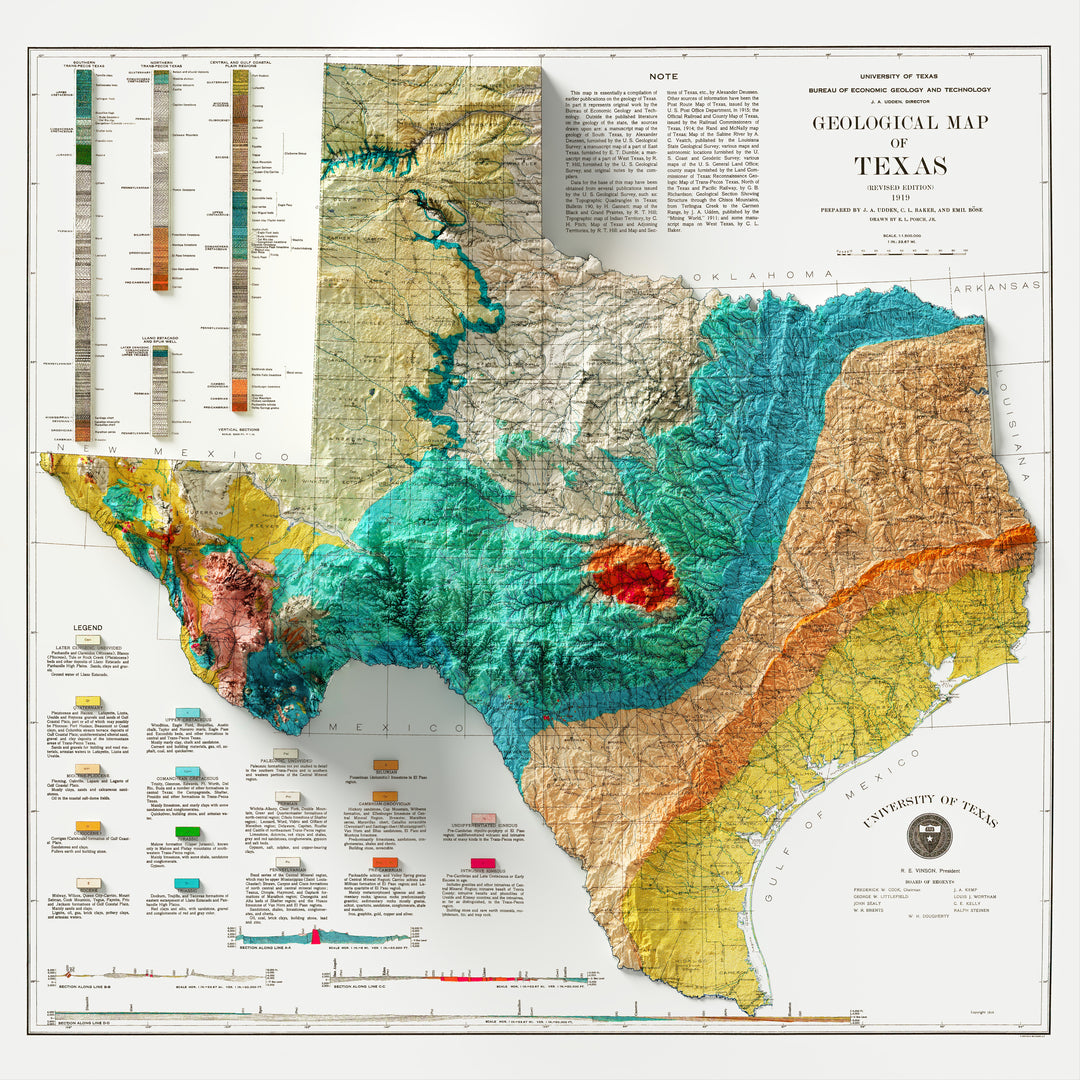 Geological Map of Texas (c.1919) – Visual Wall Maps Studio