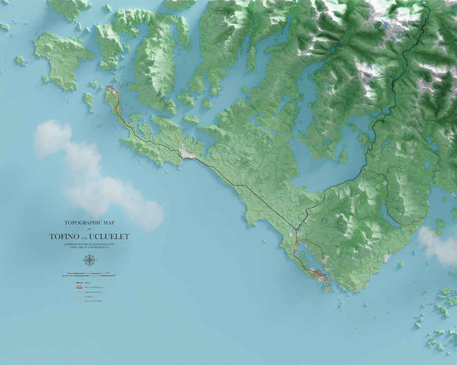 Tofino and Ucluelet Topographic Map – Visual Wall Maps Studio