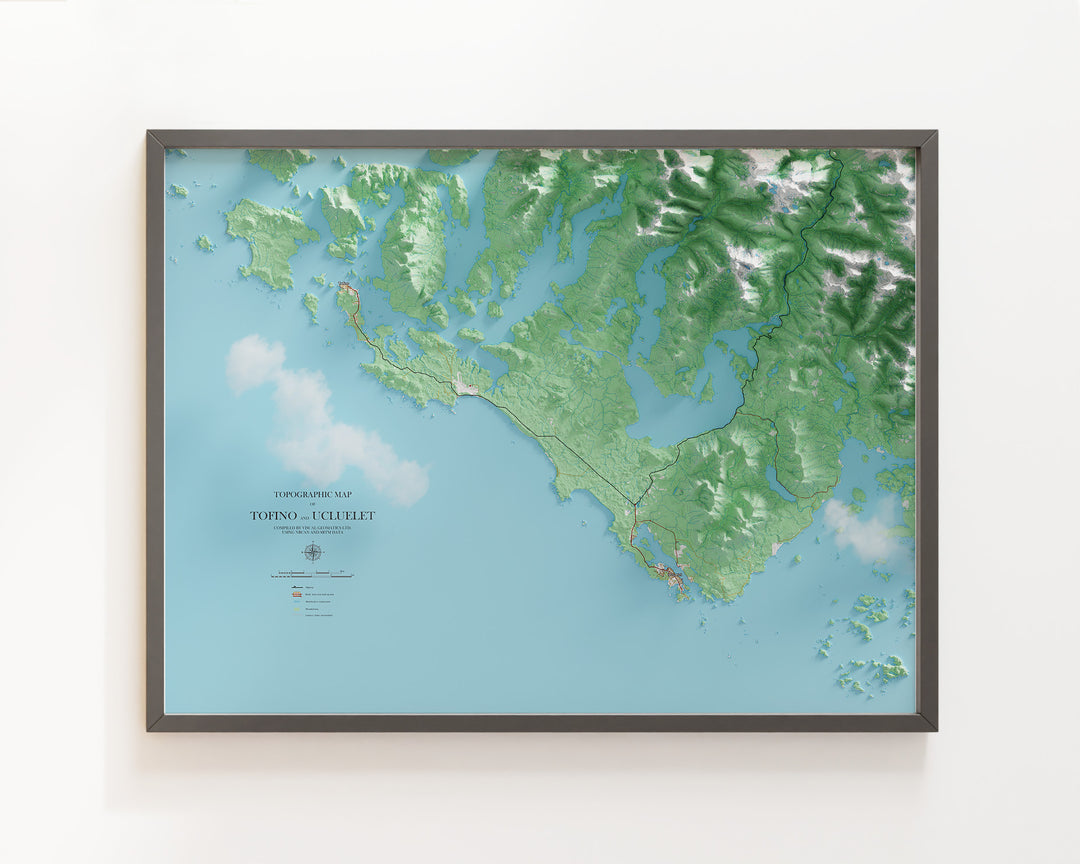 Tofino and Ucluelet Topographic Map – Visual Wall Maps Studio