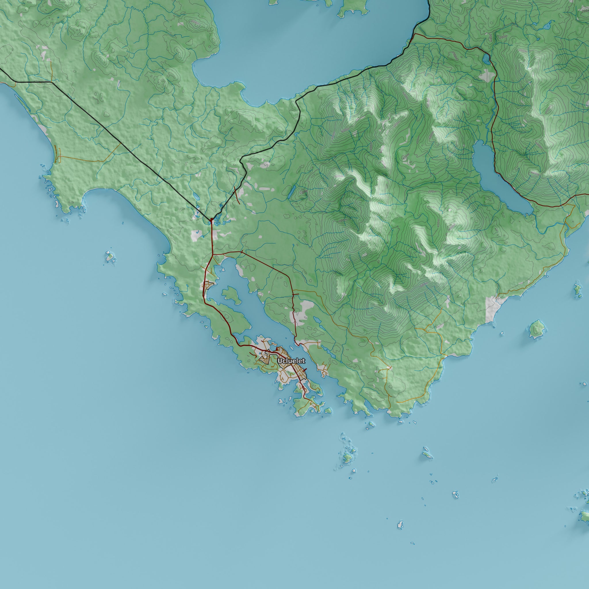 Tofino and Ucluelet Topographic Map – Visual Wall Maps Studio