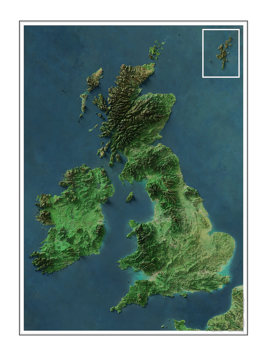 British Isles Imagery Shaded Relief – Visual Wall Maps Studio