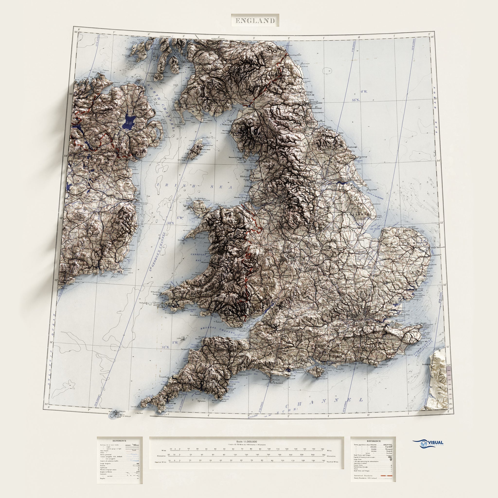 England Topographic Map. c. 1933 – Visual Wall Maps Studio