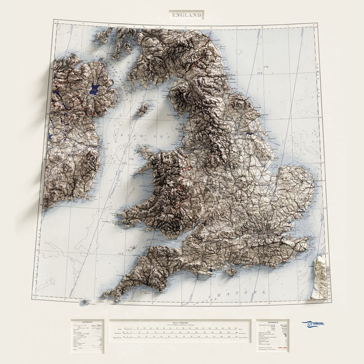 England Topographic Map. c. 1933 – Visual Wall Maps Studio