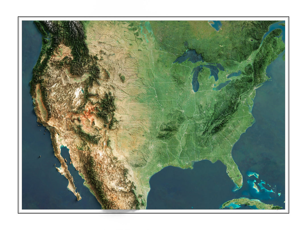 USA (Contiguous) Imagery Shaded Relief – Visual Wall Maps Studio