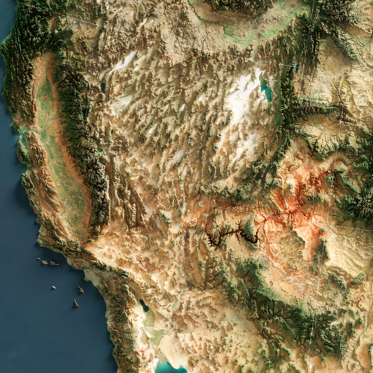 USA (Contiguous) Imagery Shaded Relief – Visual Wall Maps Studio