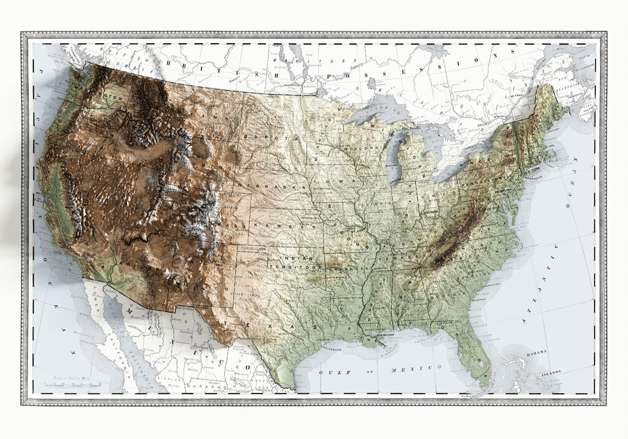 USA Vintage Topographic Map (c.1889) – Visual Wall Maps Studio