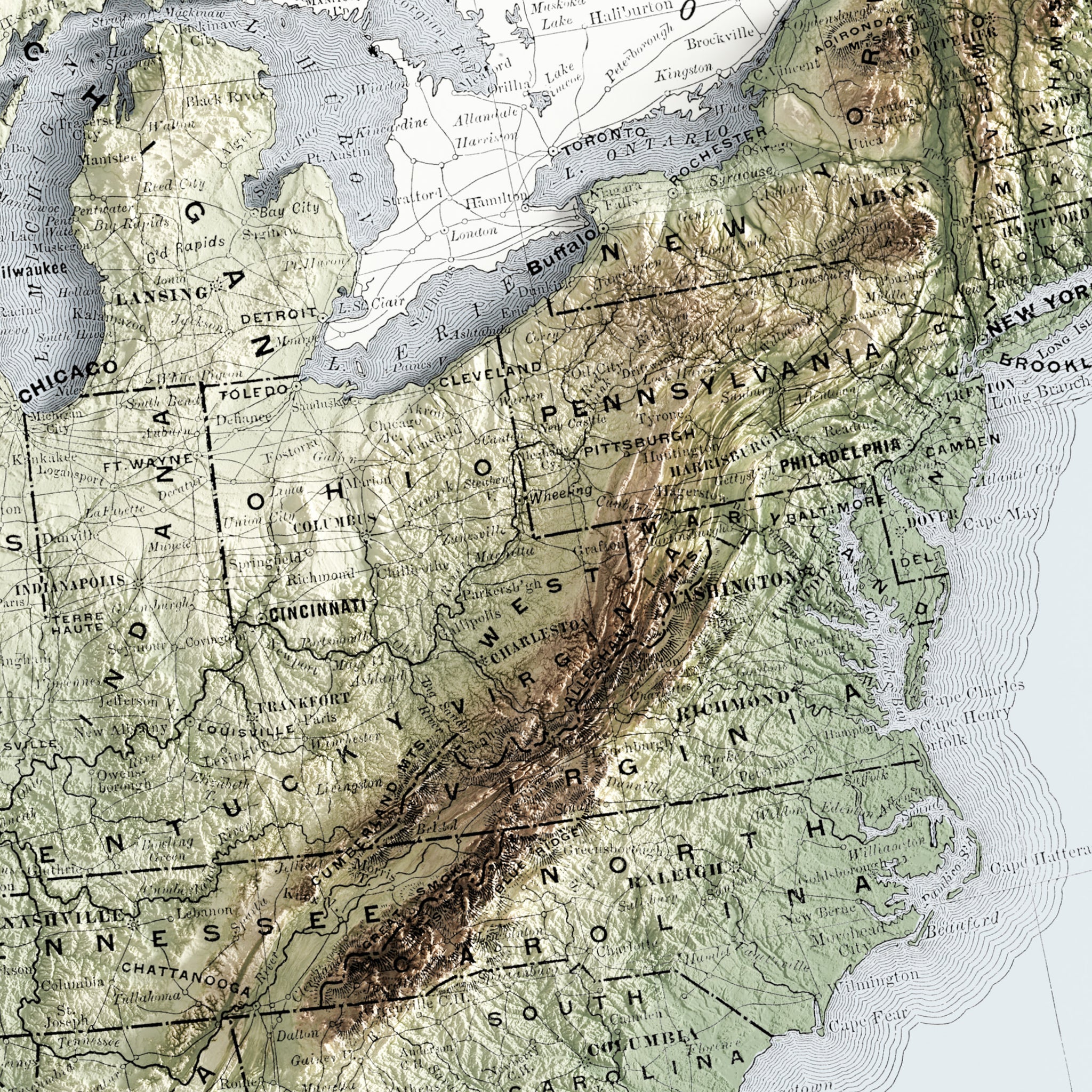 USA Vintage Topographic Map (c.1889) – Visual Wall Maps Studio