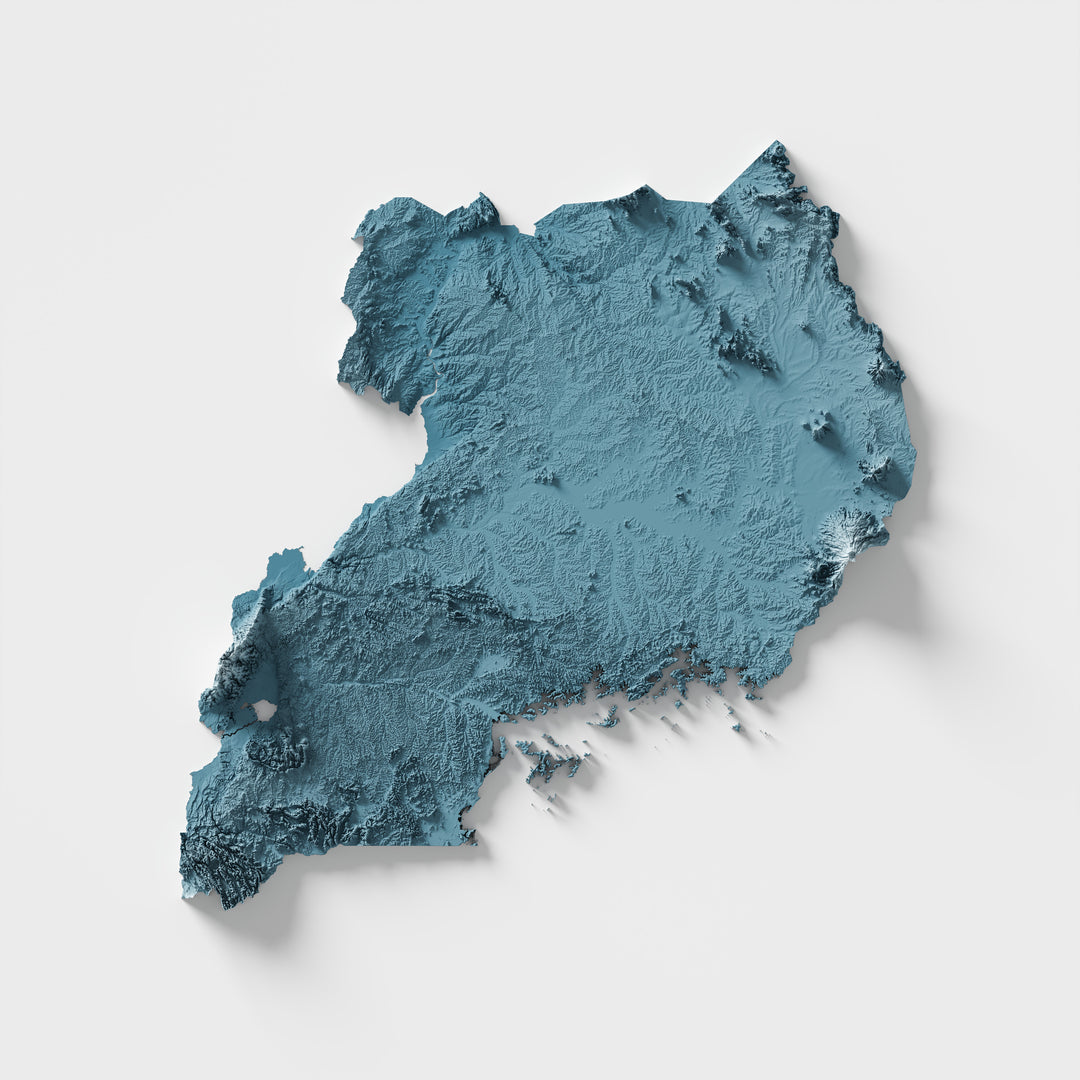 Uganda Shaded Relief Map – Visual Wall Maps Studio