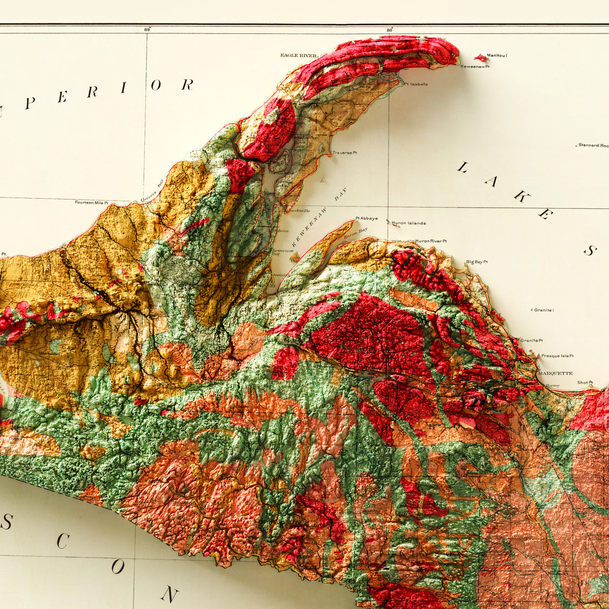 Geological Map of the Upper Peninsula in Michigan (c.1911) – Visual ...