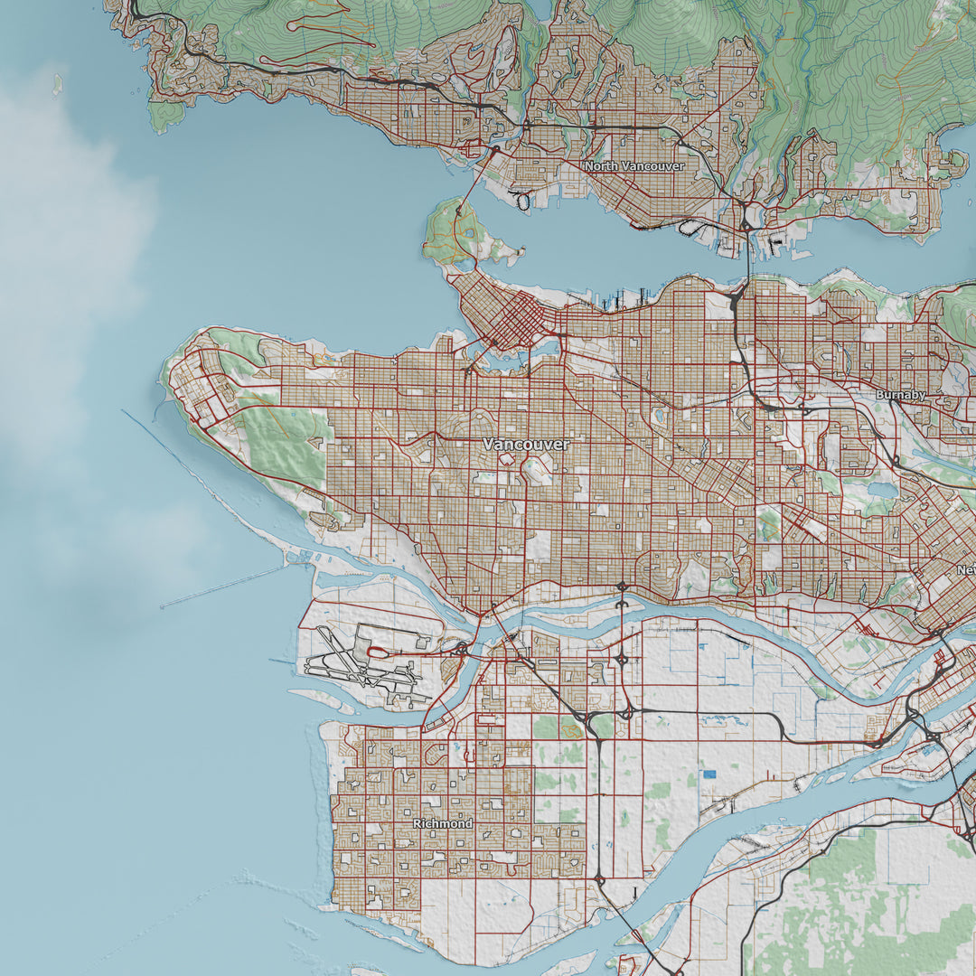 Vancouver Topographic Map – Visual Wall Maps Studio
