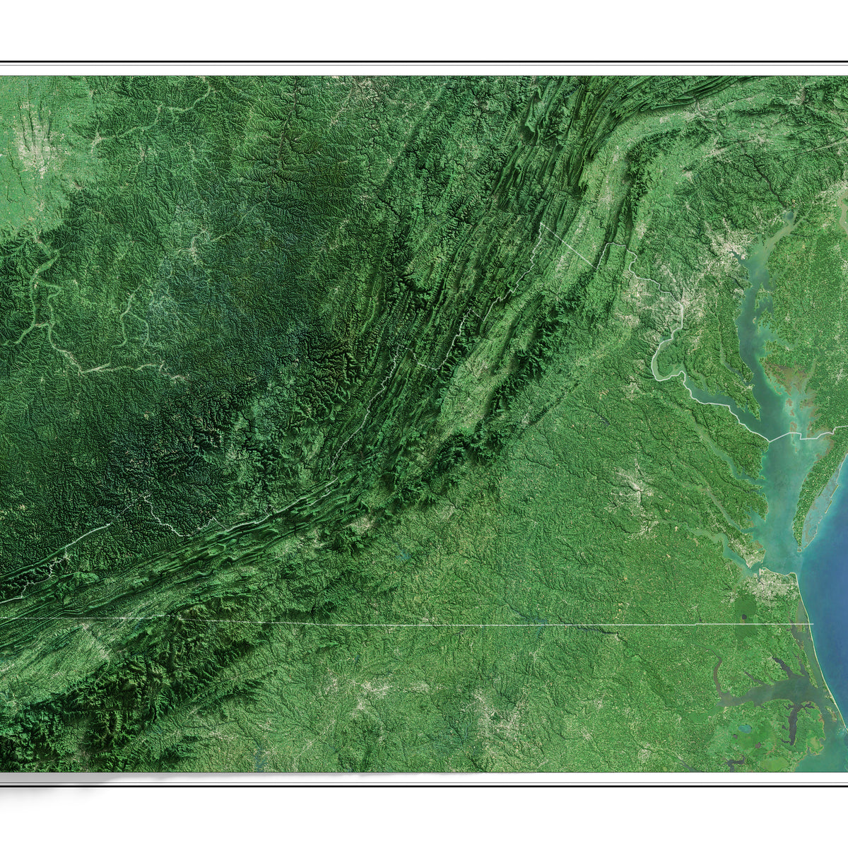 Virginia Imagery Shaded Relief – Visual Wall Maps Studio